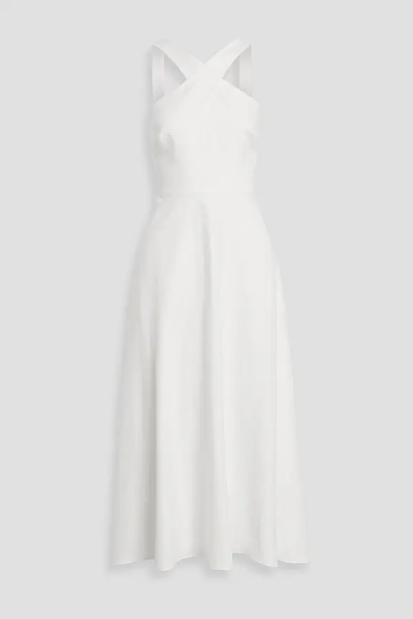 MIKAEL AGHAL Cotton And Linen-blend Midi Dress - White
