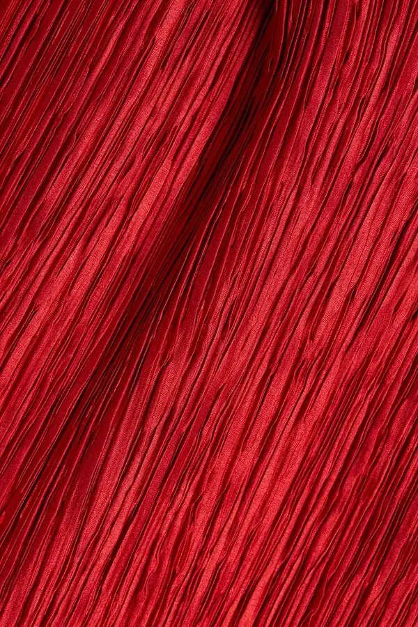 Simkhai Venus Fluted Plissé Satin Mini Dress - Crimson