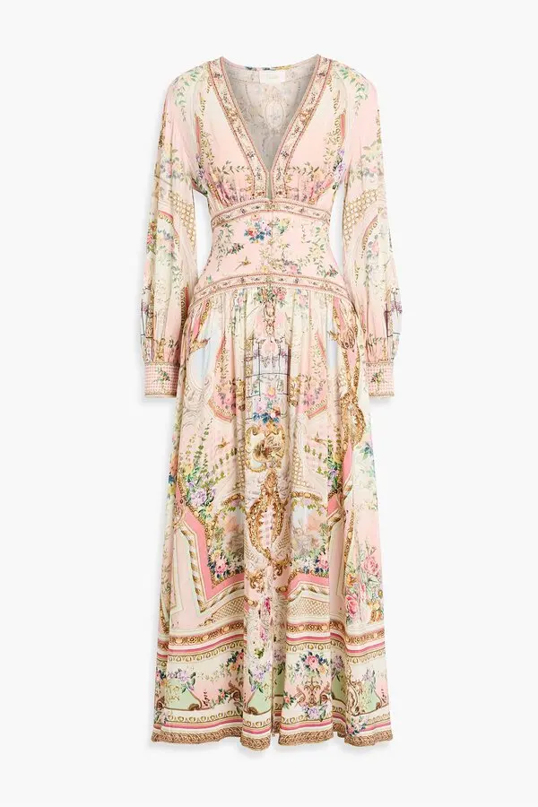 Camilla Crystal-embellished Floral-print Maxi Dress - Pastel Pink