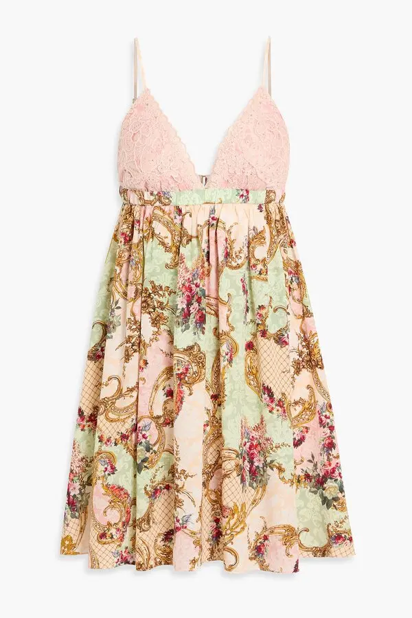 Camilla Crystal-embellished Printed Silk Dress - Pastel Pink