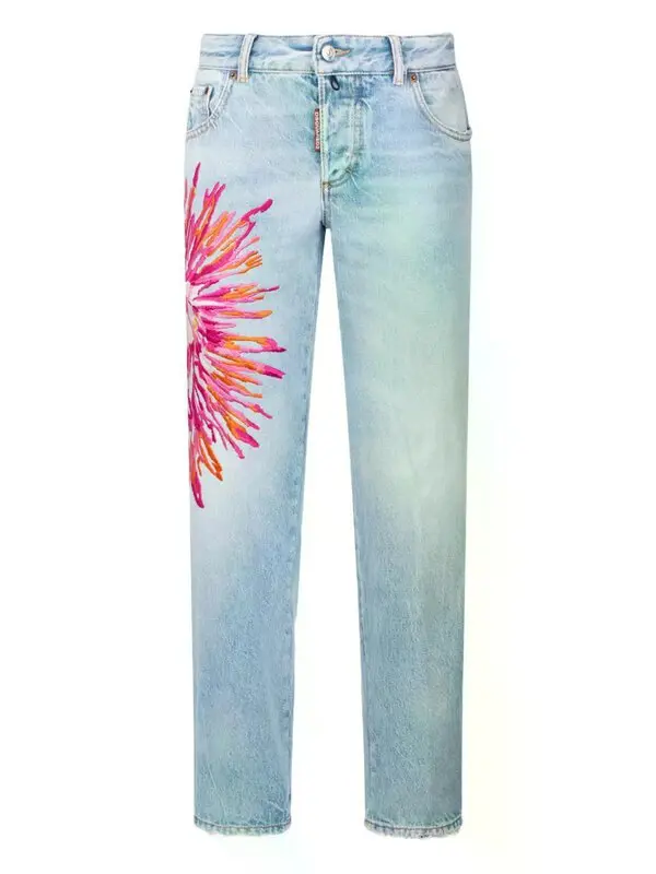 Dsquared2 Jenna Light Wash Floral Print Jeans