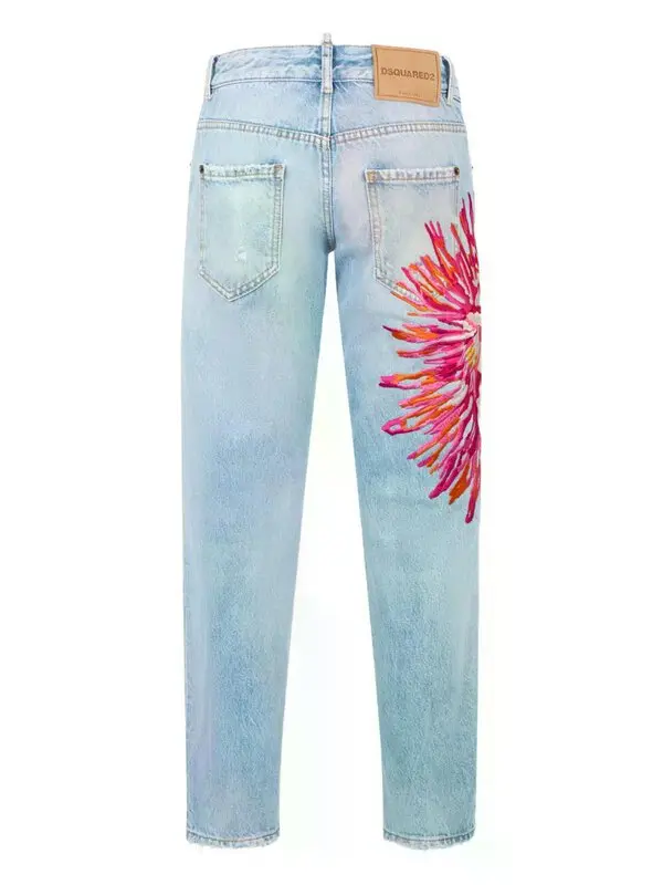 Dsquared2 Jenna Light Wash Floral Print Jeans