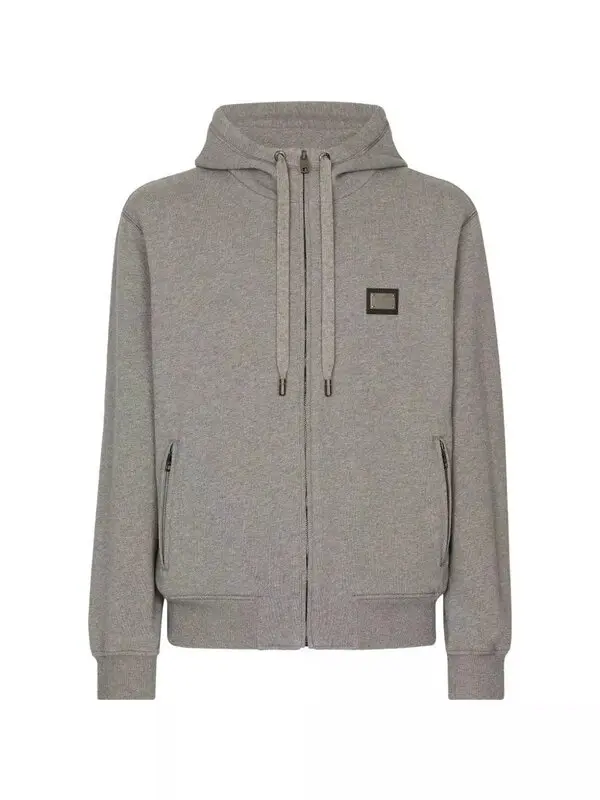 Dolce & Gabbana Logo-plaque Zip-up Hoodie - Grey
