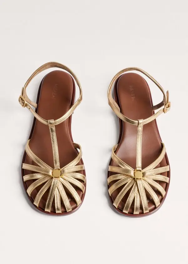 ME+EM Caged T-bar Sandal - Gold