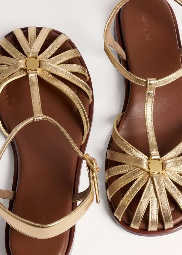 ME+EM Caged T-bar Sandal - Gold