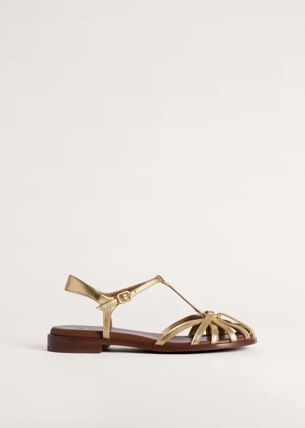 ME+EM Caged T-bar Sandal - Gold
