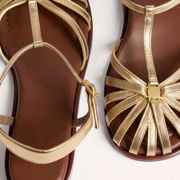 ME+EM Caged T-bar Sandal - Gold