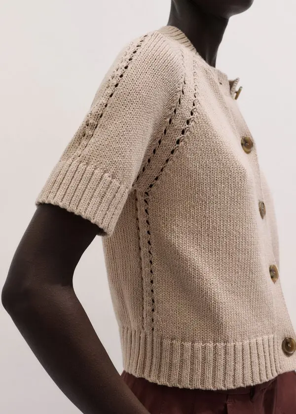 ME+EM Chunky Cotton Knit Cardigan - Stone