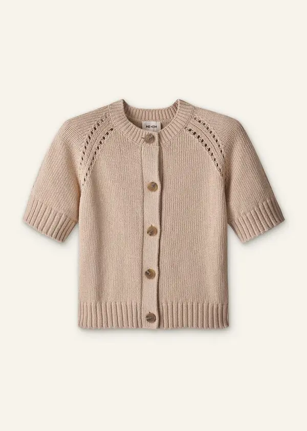 ME+EM Chunky Cotton Knit Cardigan - Stone
