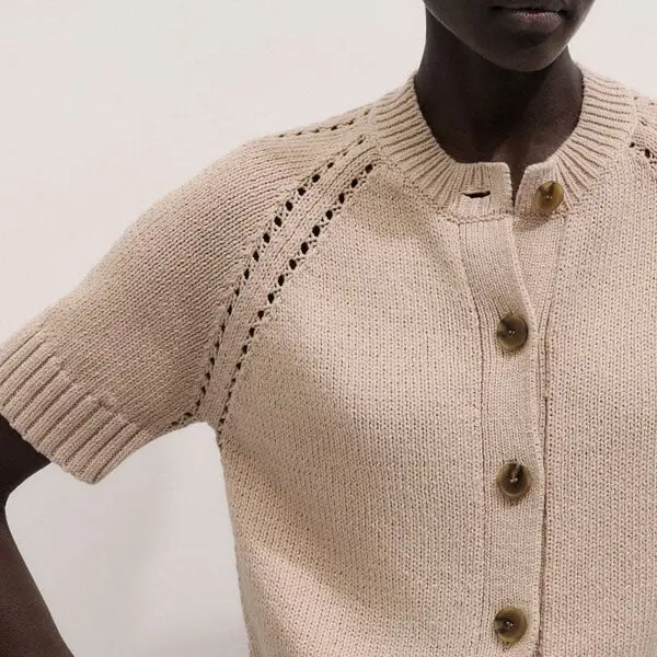 ME+EM Chunky Cotton Knit Cardigan - Stone