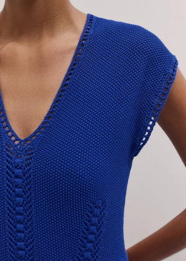 ME+EM Pointelle Knit Maxi Dress With Slip - Deep Blue
