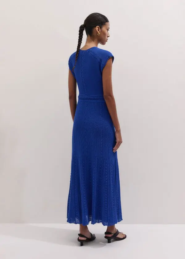 ME+EM Pointelle Knit Maxi Dress With Slip - Deep Blue