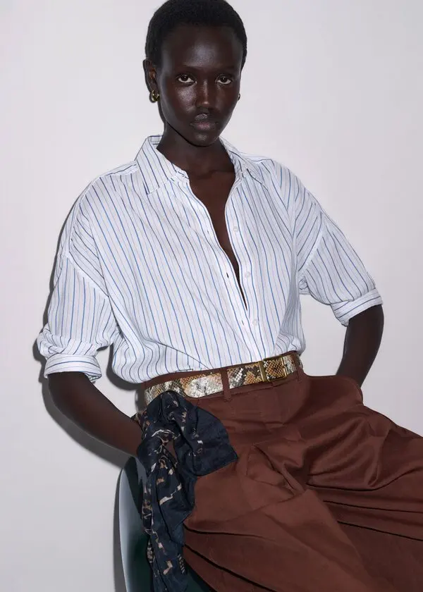 ME+EM Striped Cotton-blend Voile Shirt