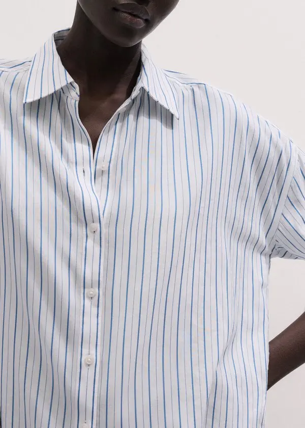 ME+EM Striped Cotton-blend Voile Shirt
