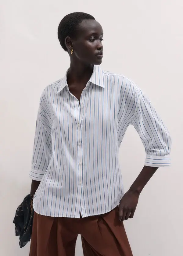 ME+EM Striped Cotton-blend Voile Shirt