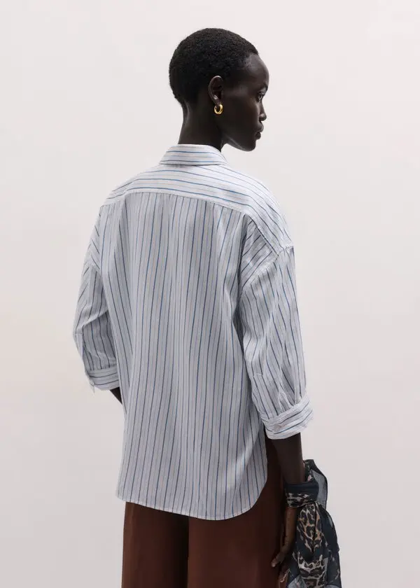 ME+EM Striped Cotton-blend Voile Shirt
