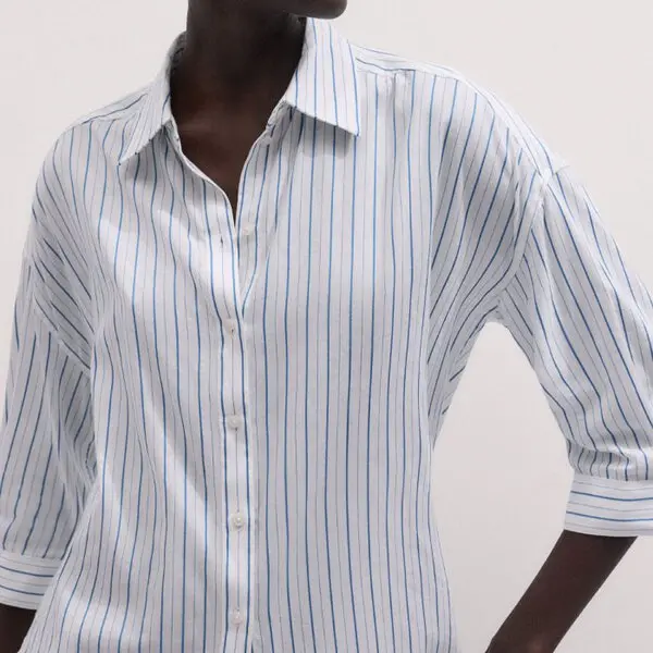ME+EM Striped Cotton-blend Voile Shirt