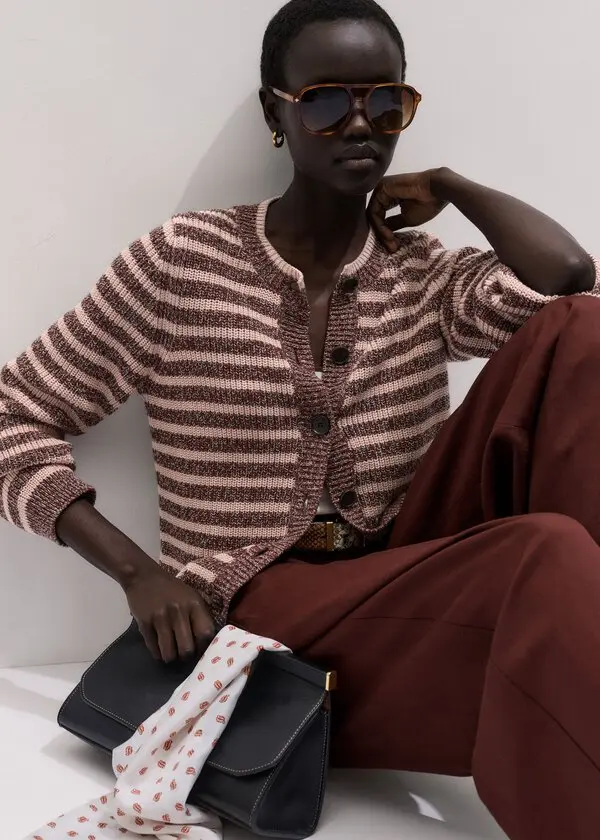 ME+EM Mouliné Stripe Straight Cardigan