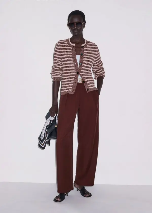 ME+EM Mouliné Stripe Straight Cardigan