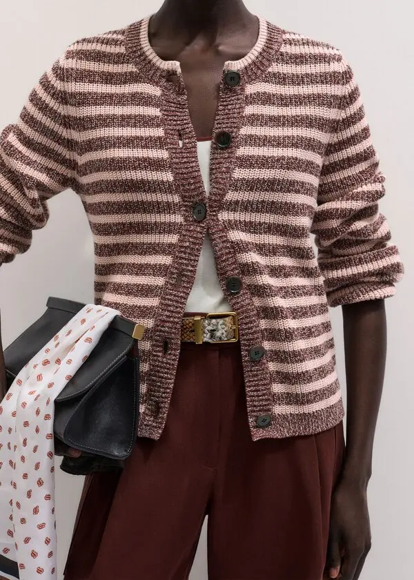ME+EM Mouliné Stripe Straight Cardigan