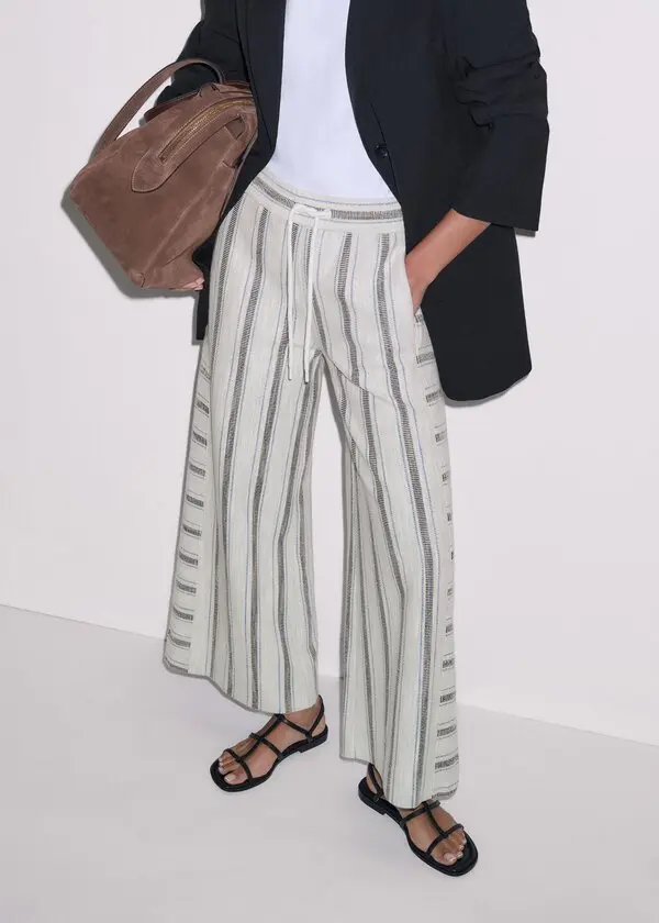 ME+EM Textured Stripe Cropped Track Pant