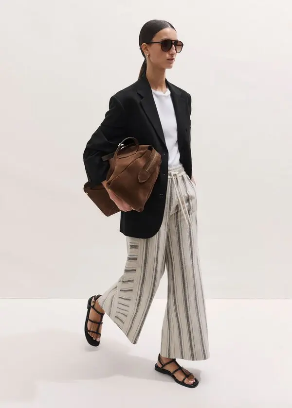 ME+EM Textured Stripe Cropped Track Pant