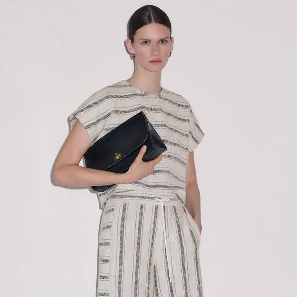 ME+EM Textured Stripe Cropped Track Pant
