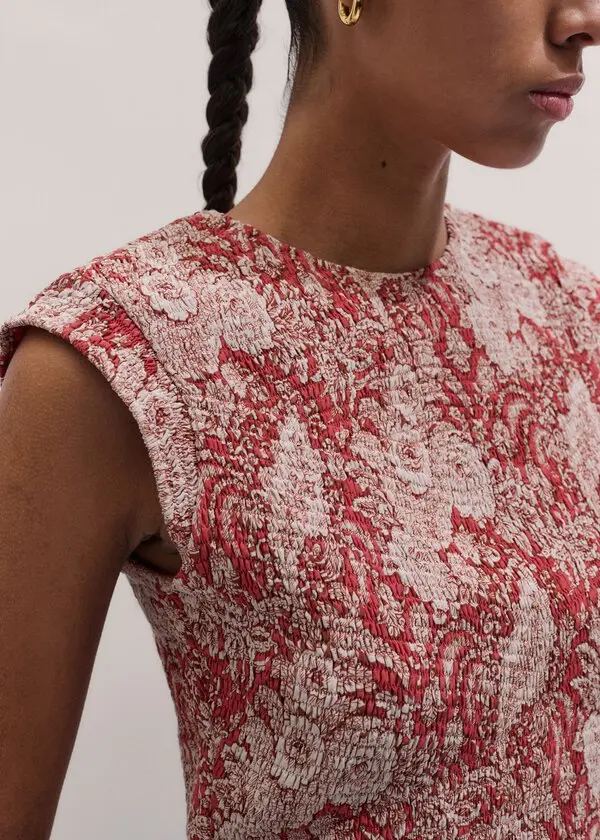 ME+EM Silk Cotton Botanical Print Crop Top