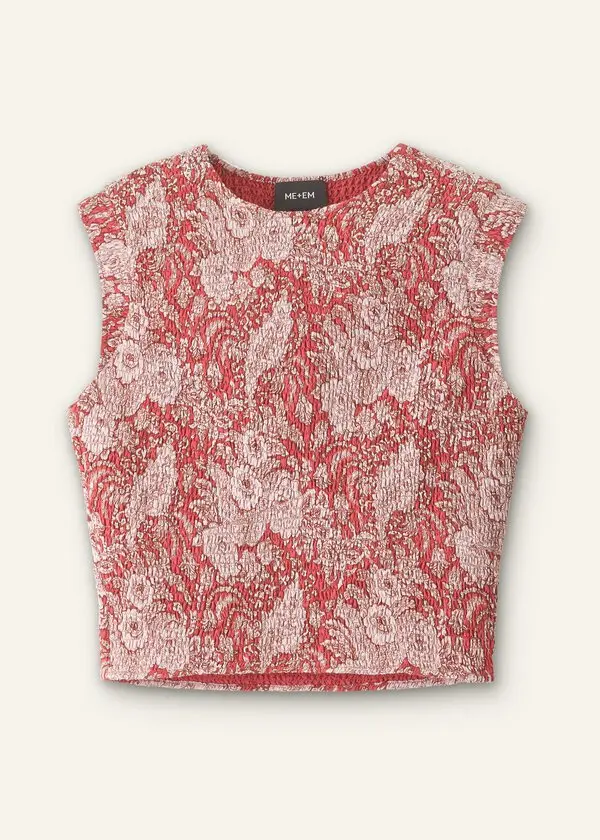 ME+EM Silk Cotton Botanical Print Crop Top