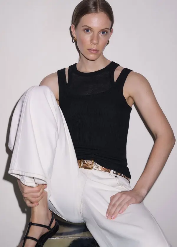 ME+EM Double Layer Slim Vest Set - Black