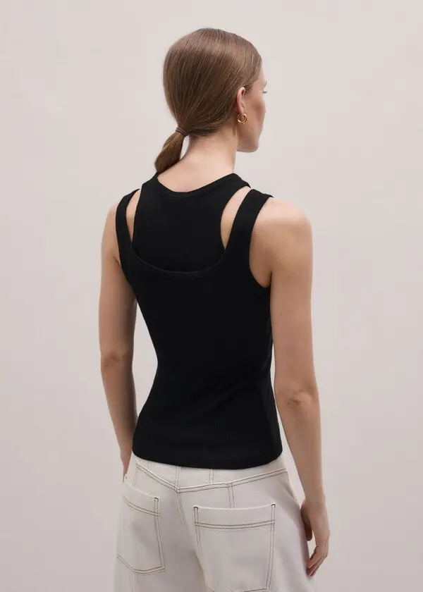 ME+EM Double Layer Slim Vest Set - Black
