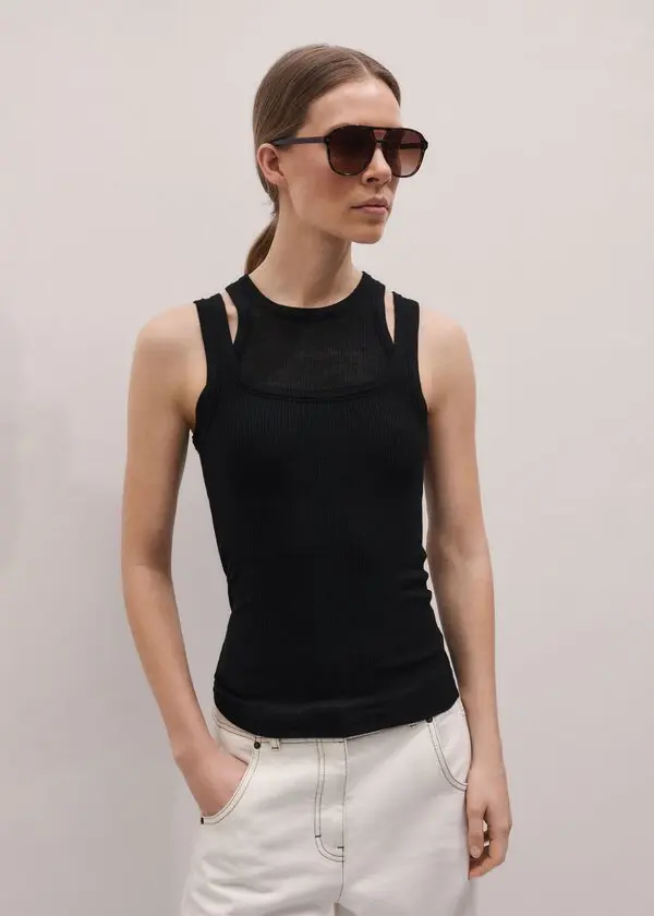 ME+EM Double Layer Slim Vest Set - Black