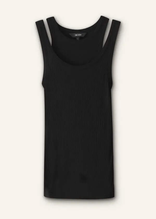 ME+EM Double Layer Slim Vest Set - Black