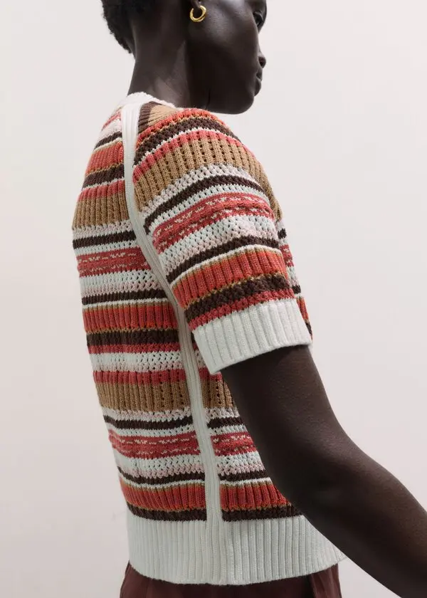 ME+EM Textured Stripe Zip-up Tee