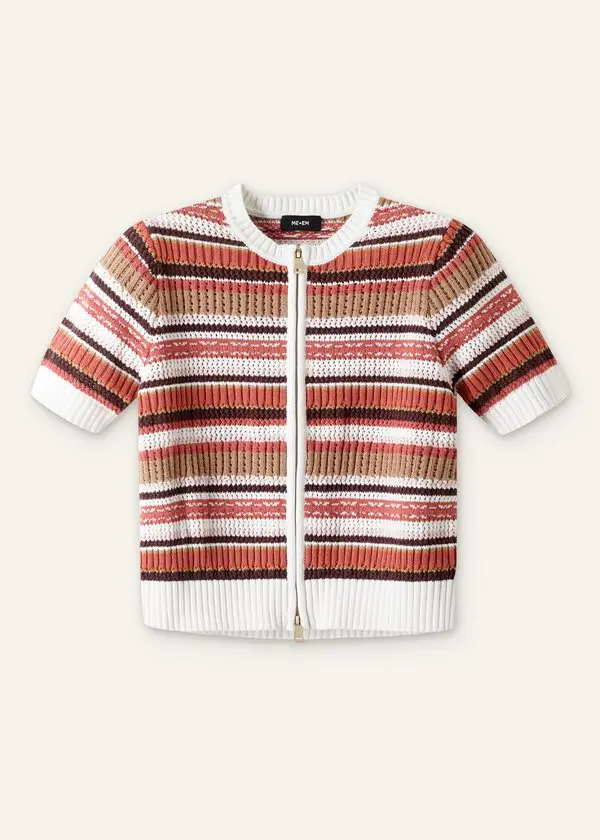 ME+EM Textured Stripe Zip-up Tee