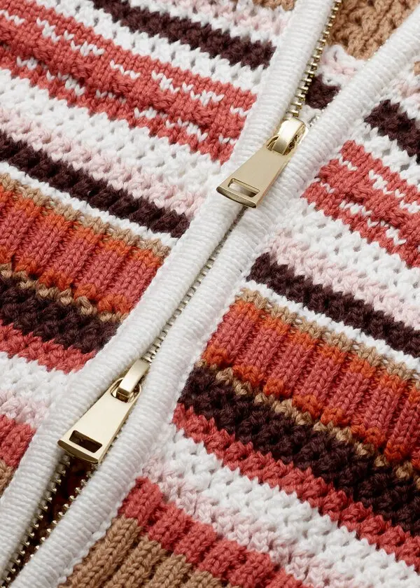 ME+EM Textured Stripe Zip-up Tee