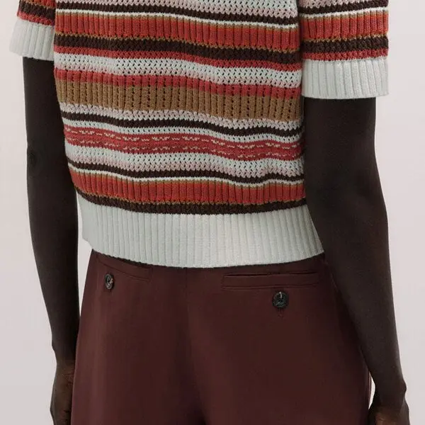 ME+EM Textured Stripe Zip-up Tee