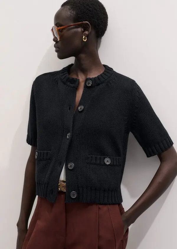 ME+EM Straight Knit Button-through Tee