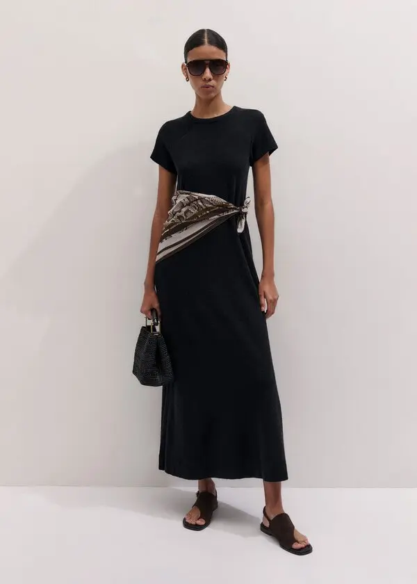 ME+EM Textured A-line Maxi T-shirt Dress