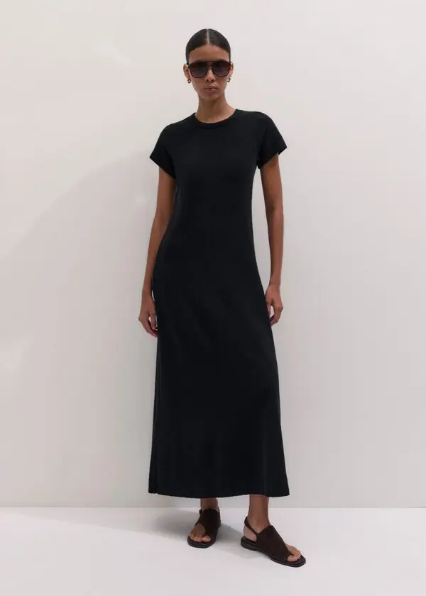 ME+EM Textured A-line Maxi T-shirt Dress