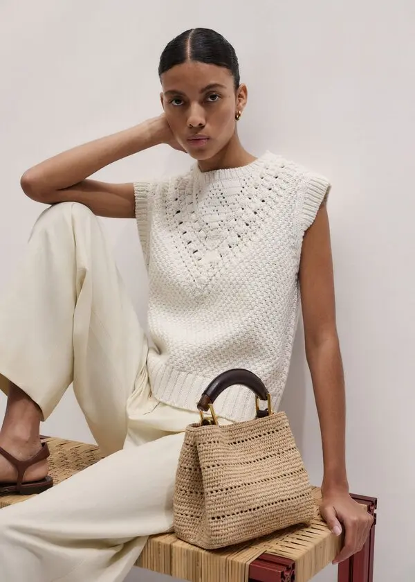 ME+EM Relaxed Fit Crochet Knit Vest