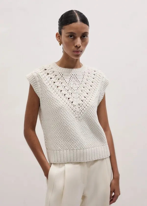 ME+EM Relaxed Fit Crochet Knit Vest