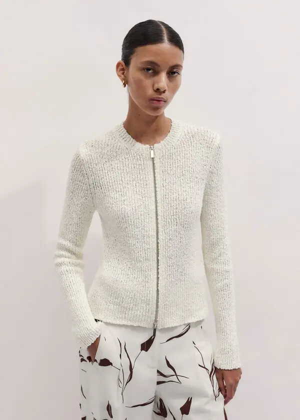 ME+EM Bouclé Zip Through Cardigan