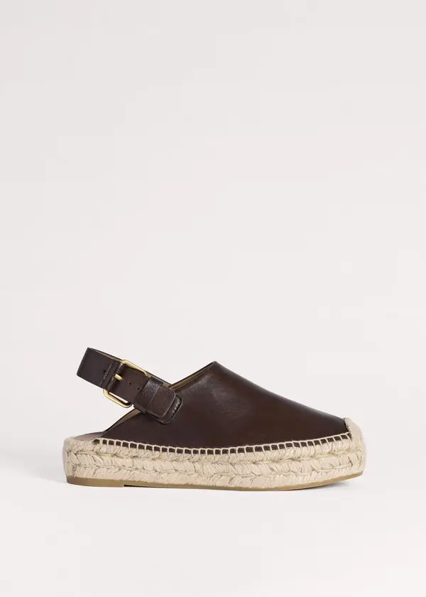 ME+EM Leather Slingback Espadrille - Chocolate