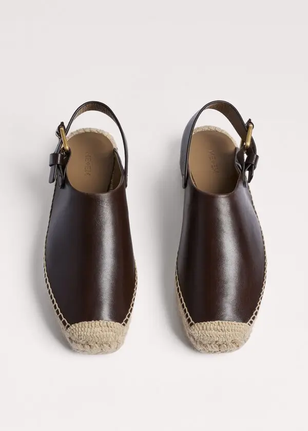 ME+EM Leather Slingback Espadrille - Chocolate