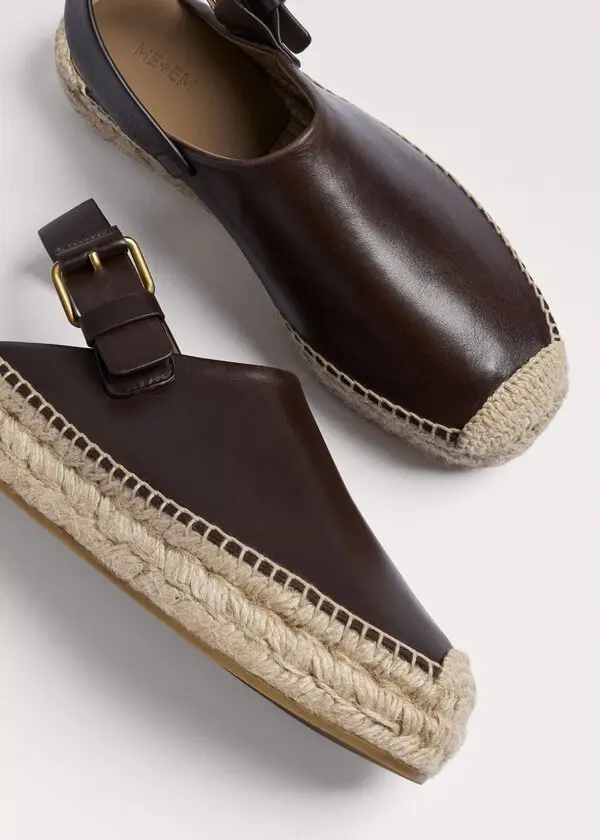ME+EM Leather Slingback Espadrille - Chocolate