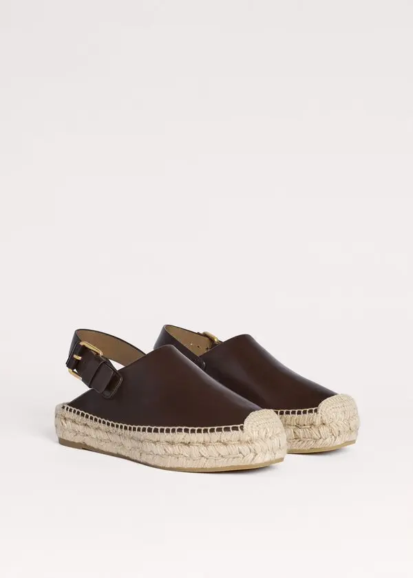 ME+EM Leather Slingback Espadrille - Chocolate