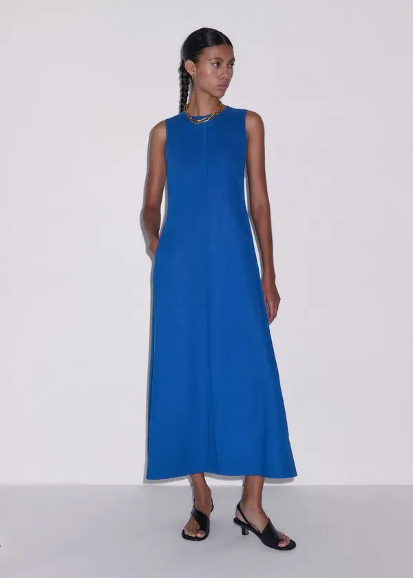 ME+EM Creaseless Linen Maxi Dress - Intense Blue