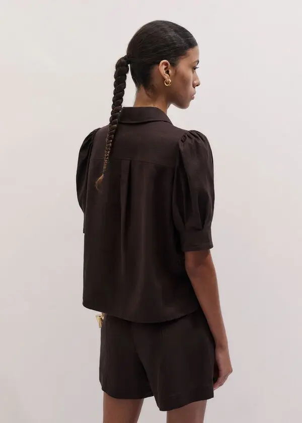 ME+EM Crease-less Linen Puff Sleeve Blouse