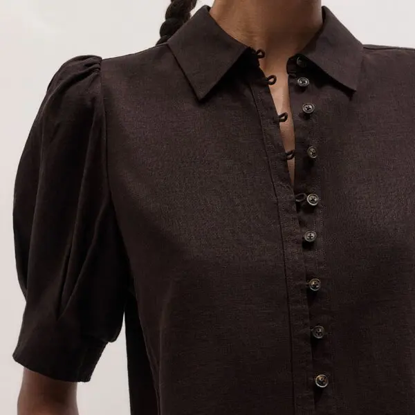 ME+EM Crease-less Linen Puff Sleeve Blouse